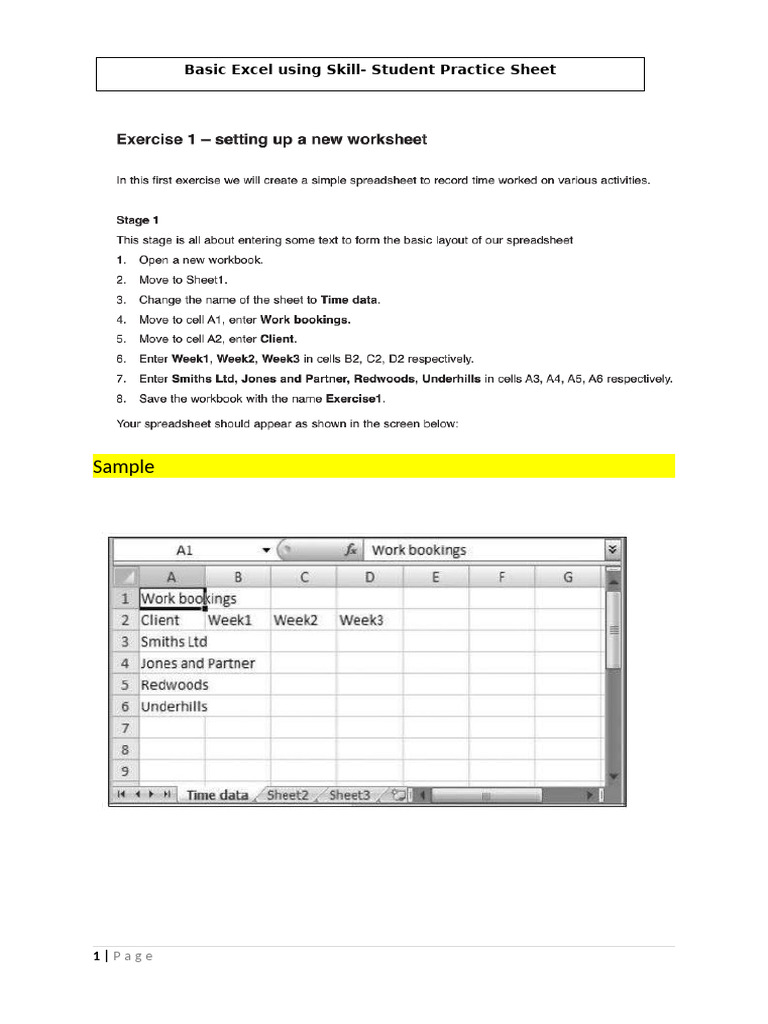 ICT - Task 2 Excel Activity - and - Practice Sheet | PDF