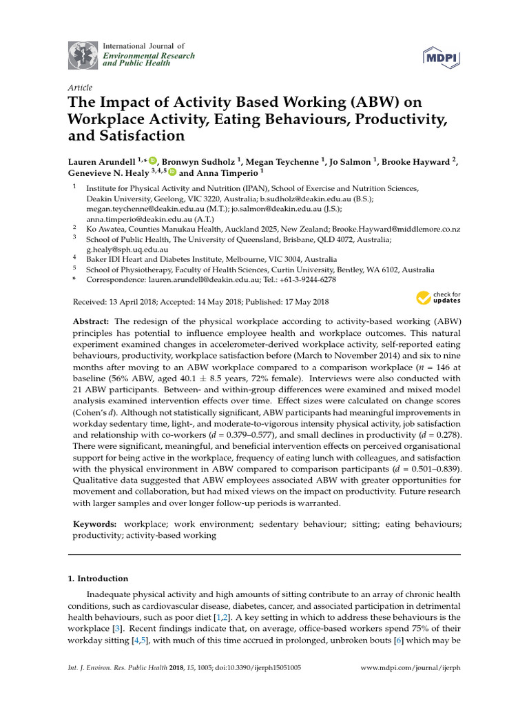 Impact of ABW on Workplace Health | PDF | Sedentary Lifestyle