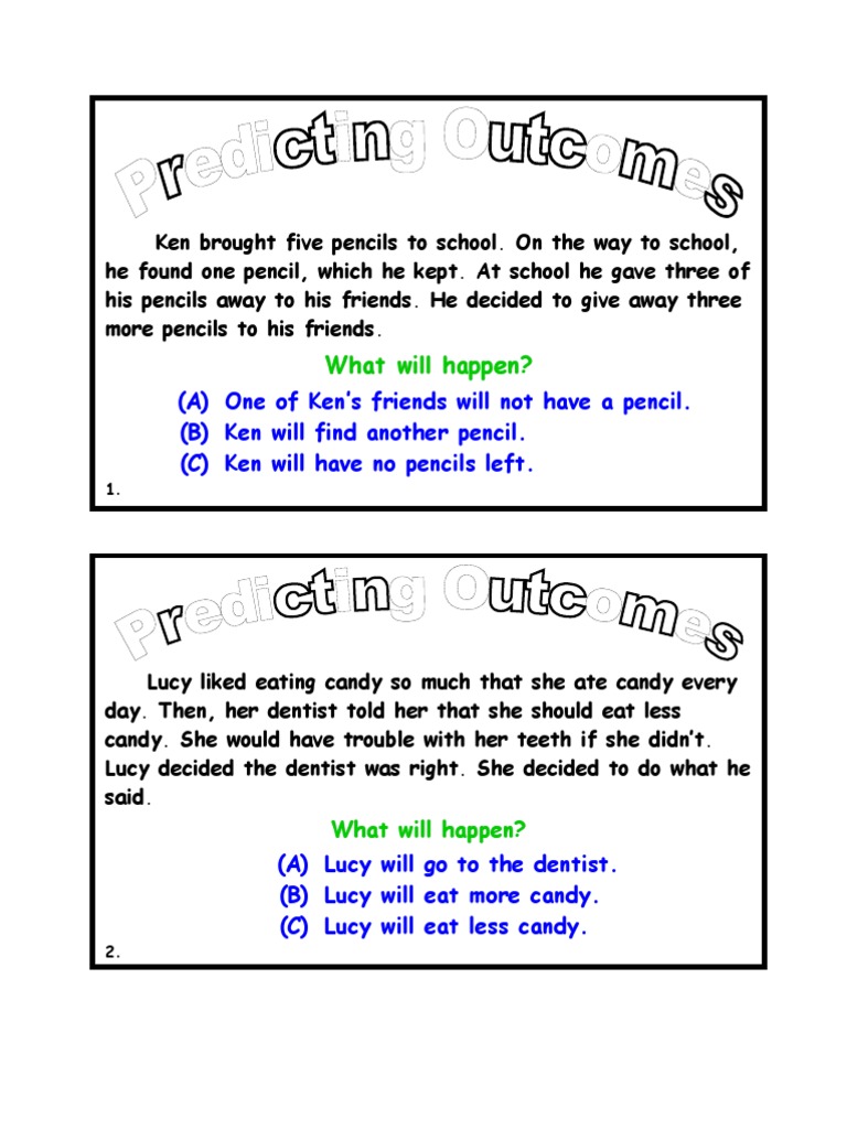 Predicting Outcomes Task Cards | PDF | Moon | Leisure