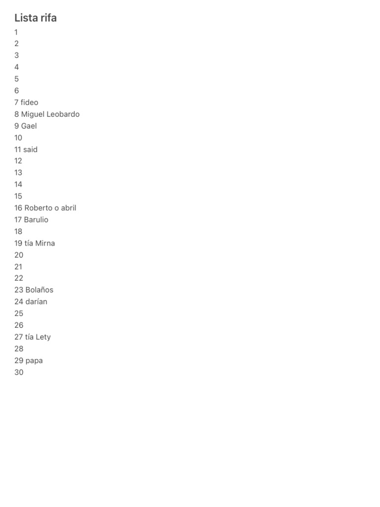 Lista Rifa | PDF