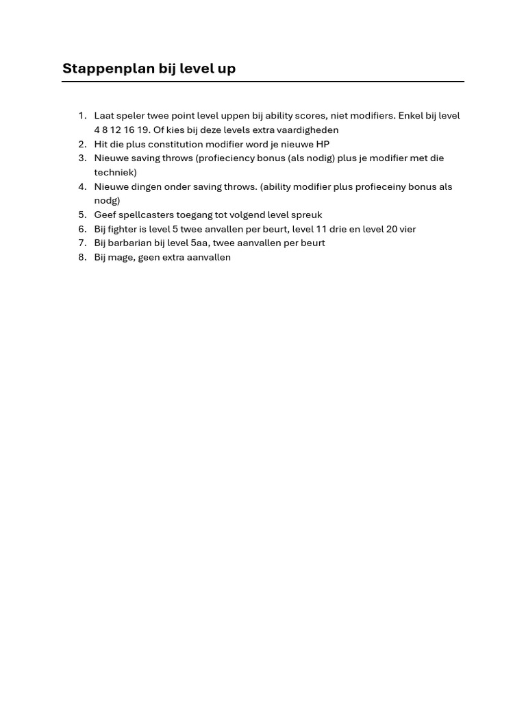 Stappen Plan Bij Level Up | PDF