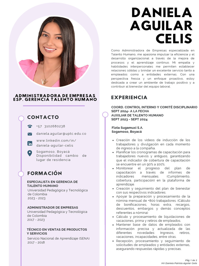 CV Daniela Aguilar Celis | PDF | Business