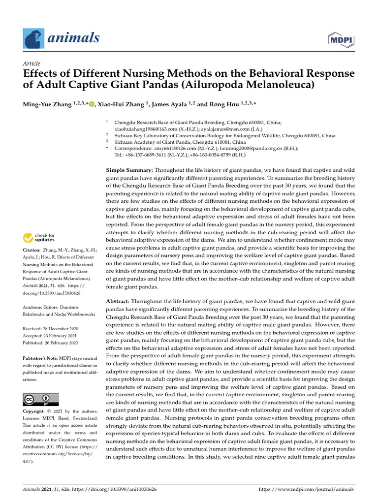 animals-11-00626-v2 | PDF | Giant Panda | Analysis Of Variance