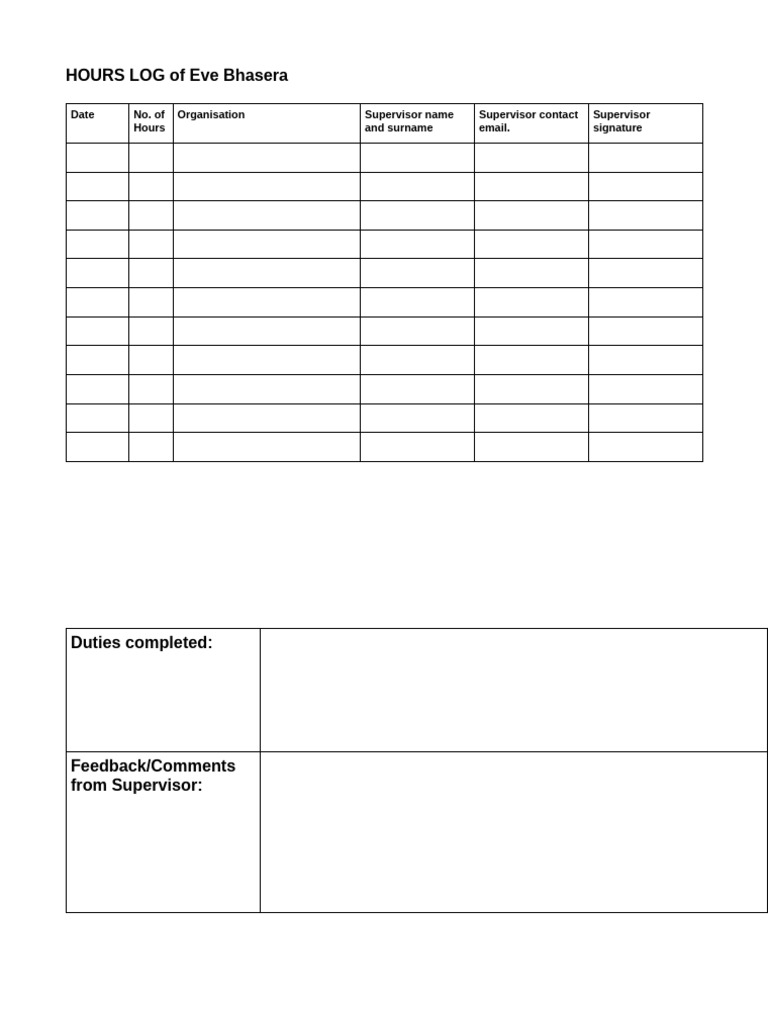 Volunteering Log Book | PDF