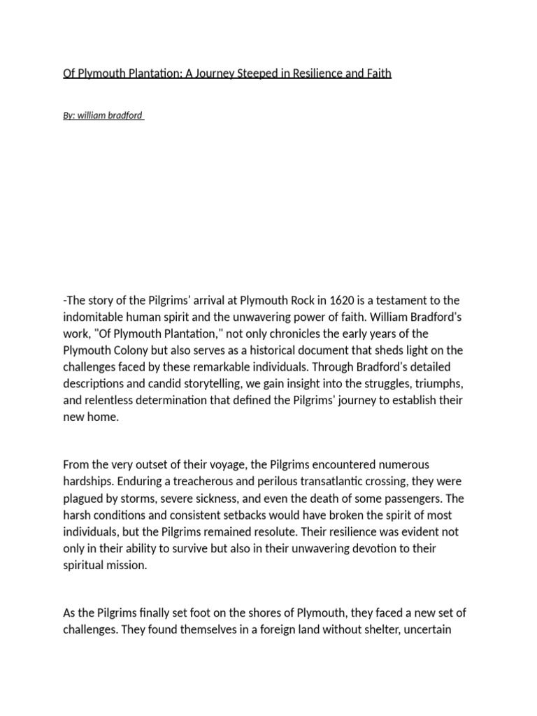Pilgrims' Resilience in Plymouth Journey | PDF | Plymouth Colony