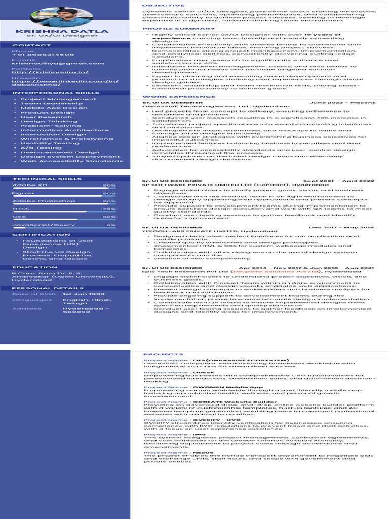 Krishna UI UX 10yrs Exp Updated | PDF | Cyberspace | Software Engineering