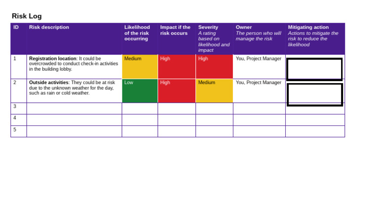 PM Scenario RiskLogScenario EN | PDF