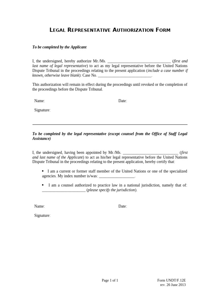 Legal Representative Authorization en | PDF