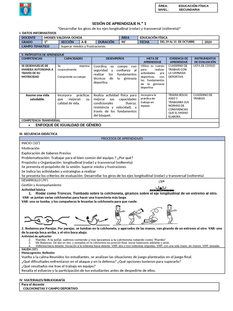 Sesion 1 y 2 U9 Primero Del 29 Al 31 de Octubre | PDF | Aprendizaje | Evaluación