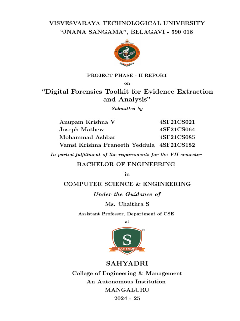 Digital Forensics Toolkit Phase 2 Report Final | PDF | Digital Forensics | Machine Learning