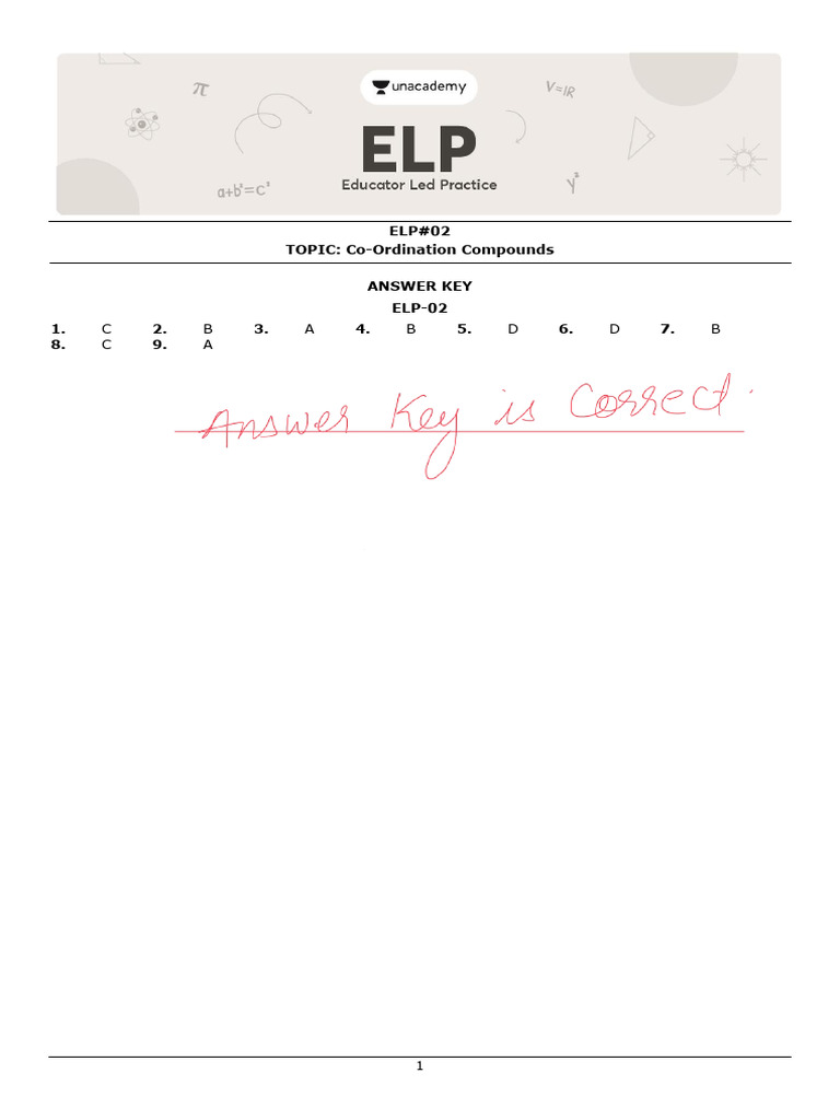 ELP-2 - Coordination Compounds - Ans - Final | PDF