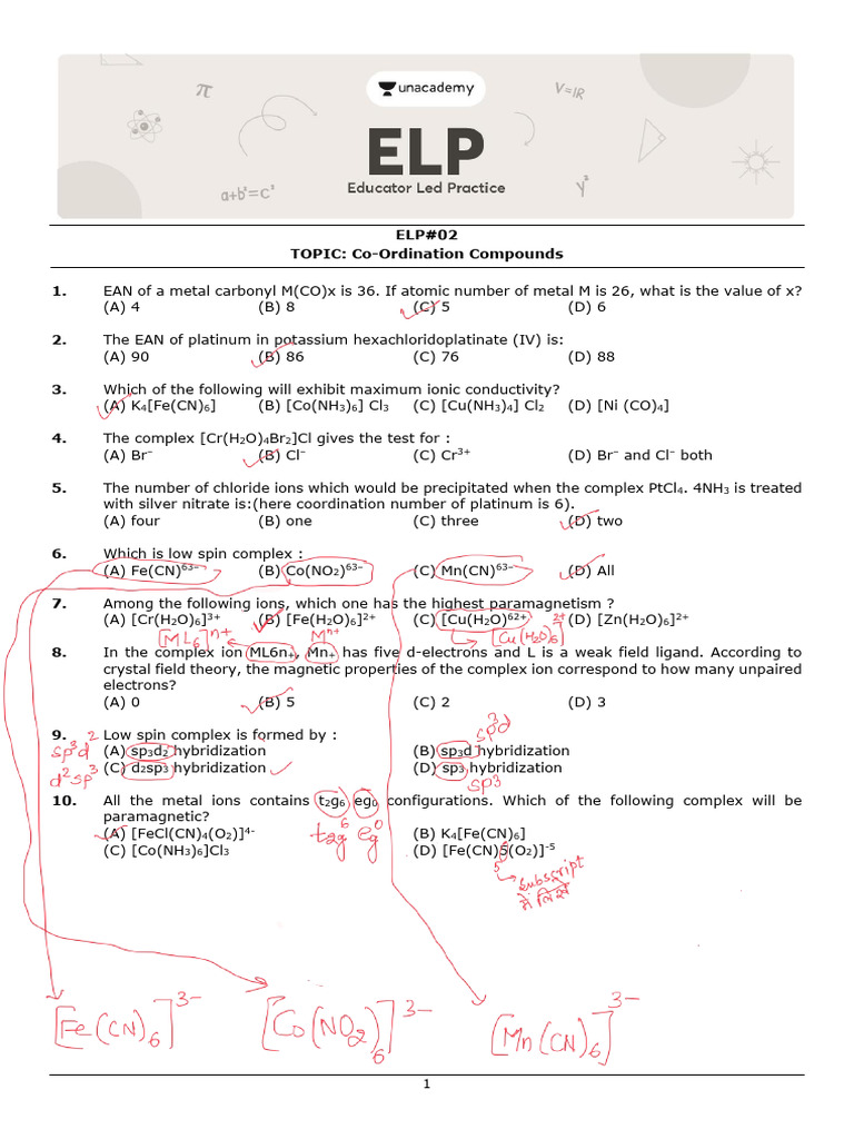 ELP-2_Coordination Compounds_Qns_Final | PDF ELP-2_Coordination Compounds_Qns_Final | PDF