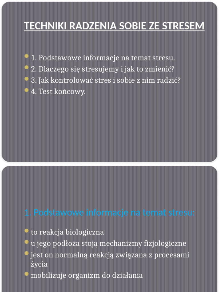 Techniki Radzenia Sobie Ze Stresem (1) | PDF
