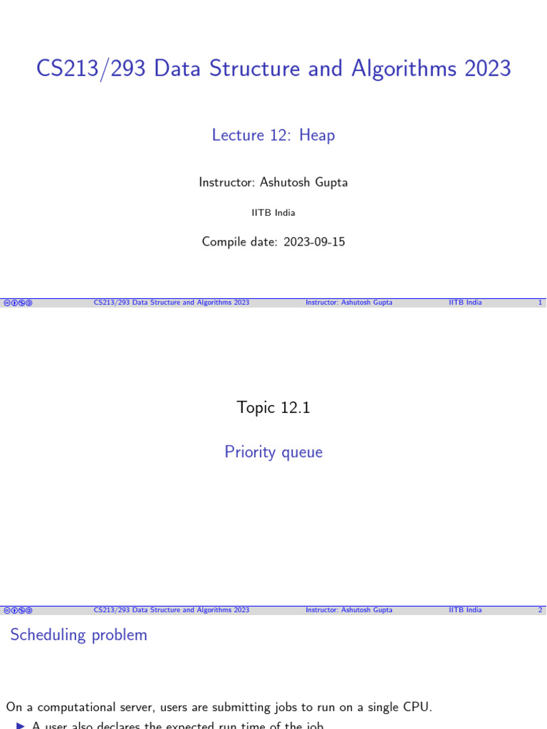 Lec 12 Heap Pdf Queue Abstract Data Type Scheduling Computing 0823