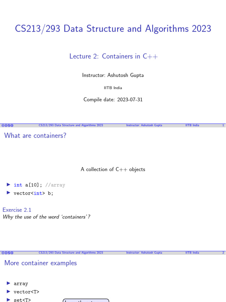 Lec 02 Containers | PDF | Computer Programming | Computing