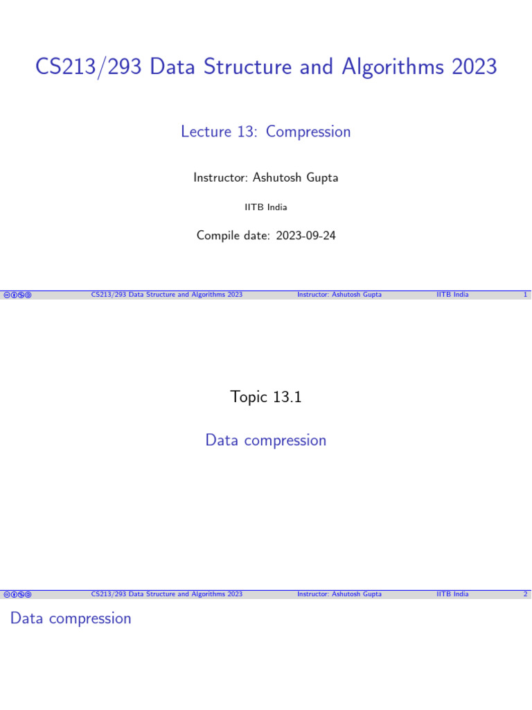 Lec 13 Compress | PDF | Code | Data Compression