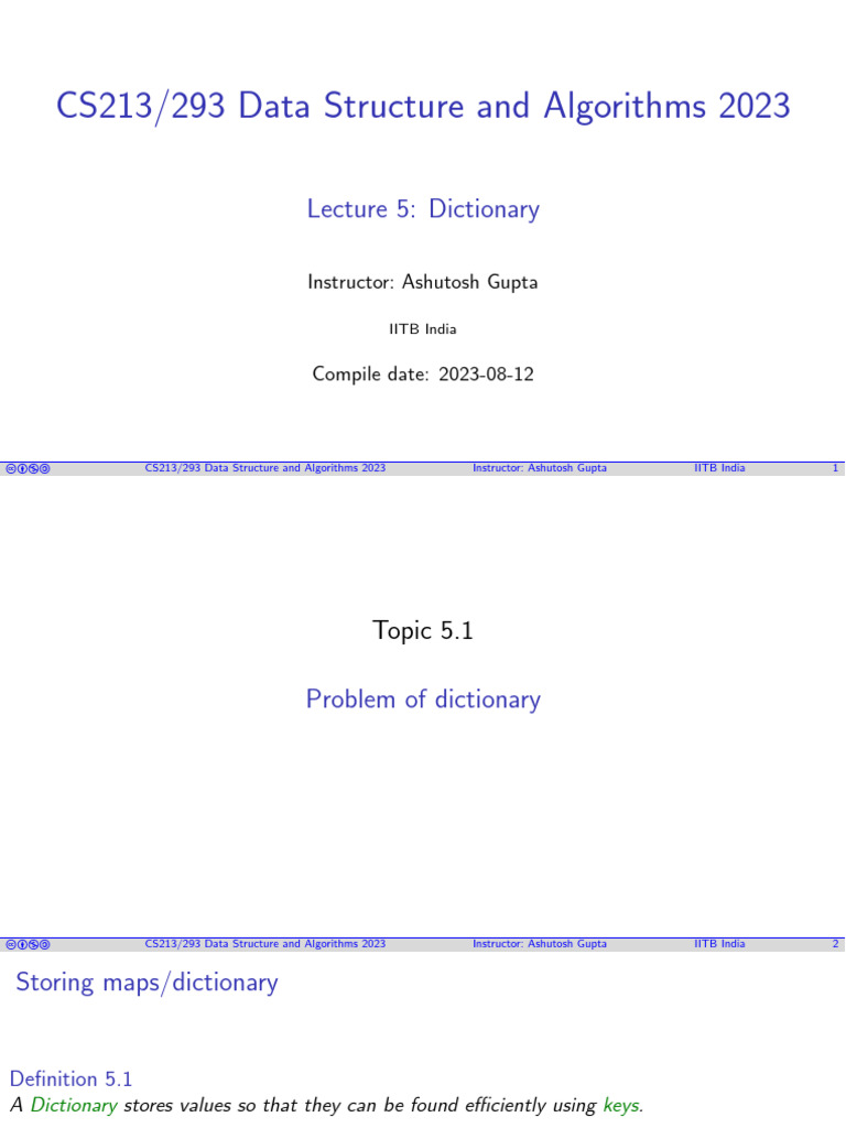 Lec 05 Dictionary | PDF | Theoretical Computer Science | Software Engineering
