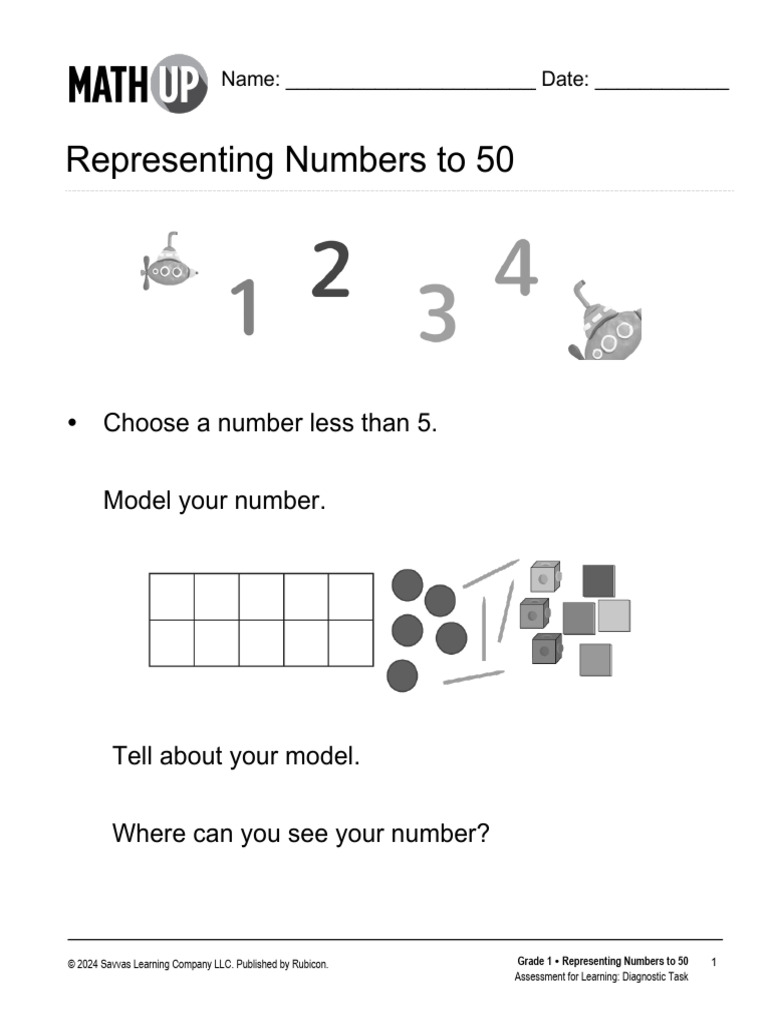 Grade 1 Number Representation Task | PDF