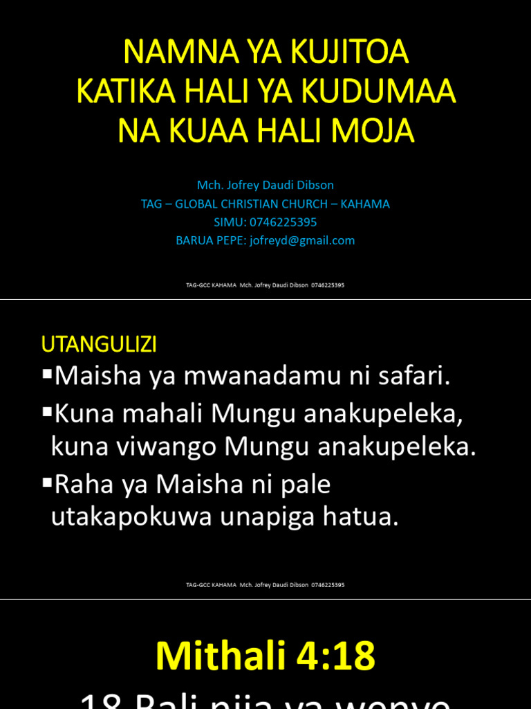 NAMNA YA KUJITOA KATIKA HALI YA KUDUMAA Mch. Jofrey Daudi 24 01 2024 ...