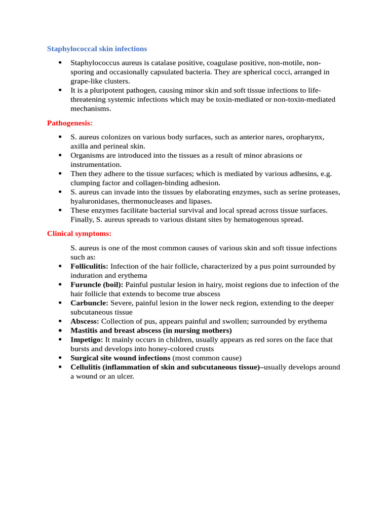 Staphylococcal Skin Infections Guide | PDF