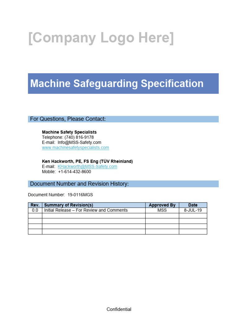 Sample Safeguarding Specification MSS Yyieic | PDF | Safety ...