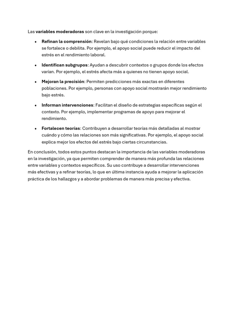 Las Variables Moderadoras Son Clave en La Investigación Porque | PDF