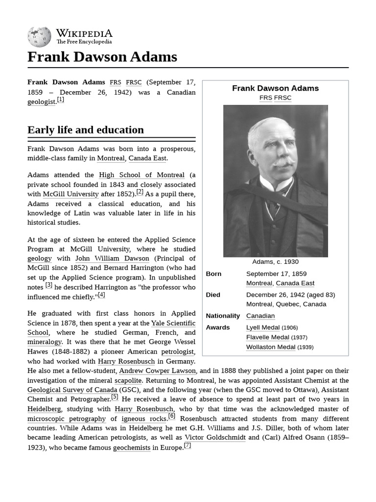 Frank_Dawson_Adams | PDF | Earth Sciences | Geology
