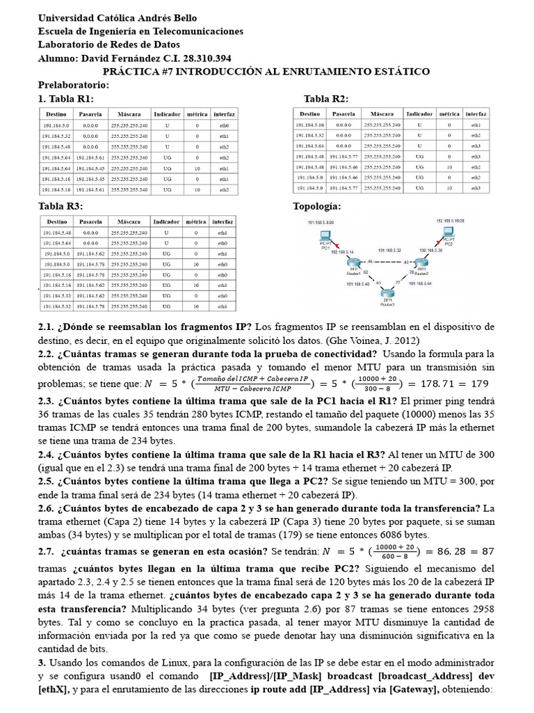 Práctica de Enrutamiento Estático UCAB | PDF | Enrutador (Computación) | Protocolos de internet