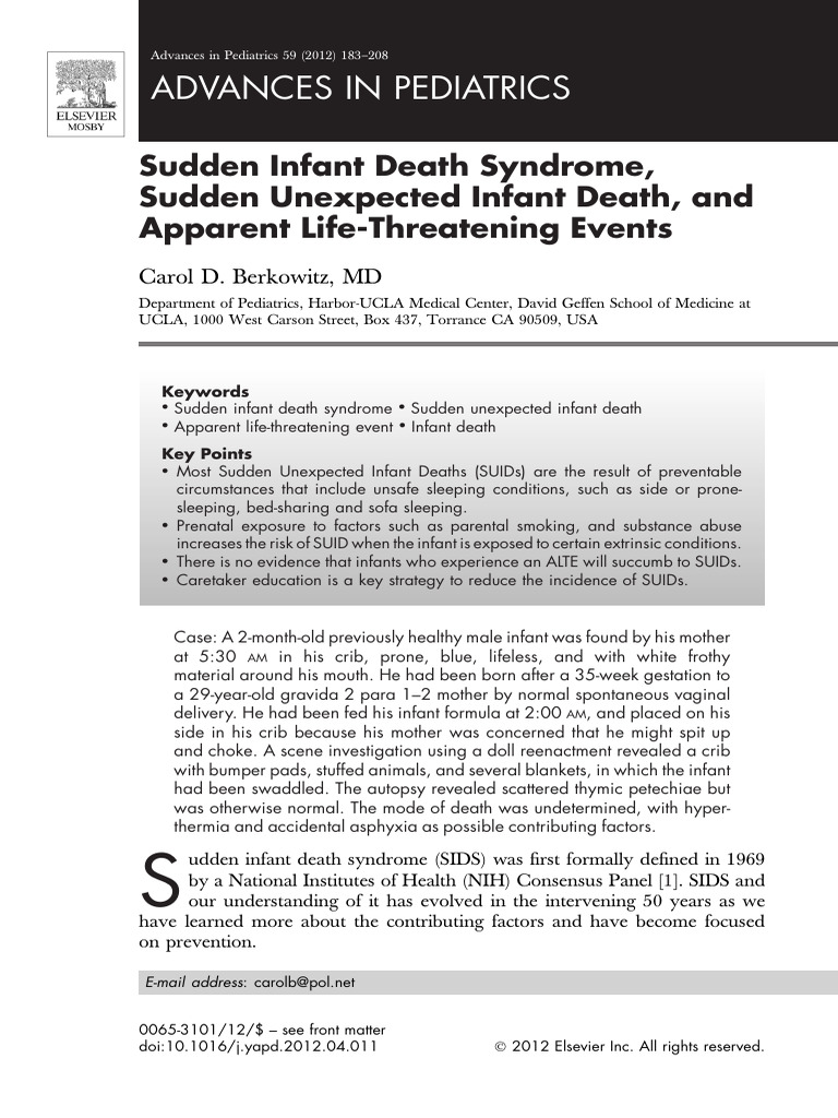Sudden Infant Death Syndrome, Sudden Unexpected Infant Death, and ...