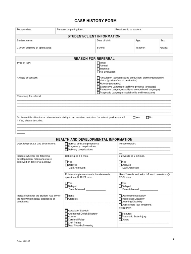 Language and Speech: Case History Form | PDF | Speech | Stuttering