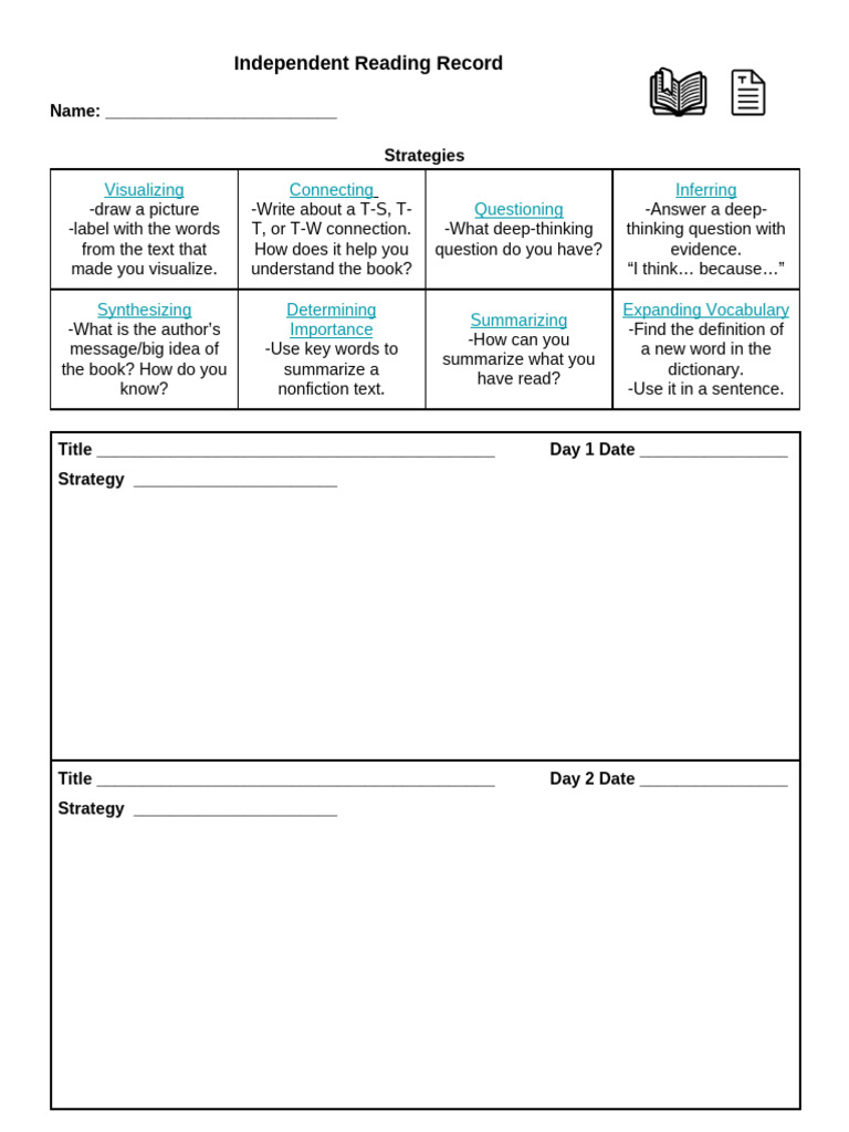 Independent Reading Record | PDF