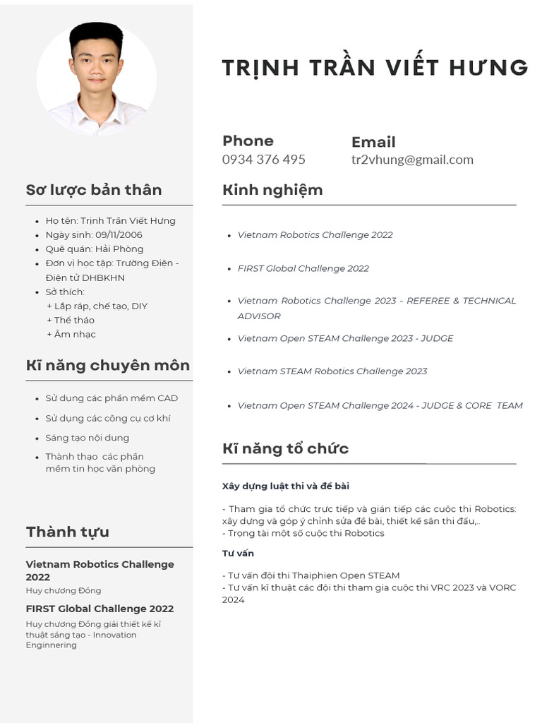CV Trinh Tran Viet Hung | PDF