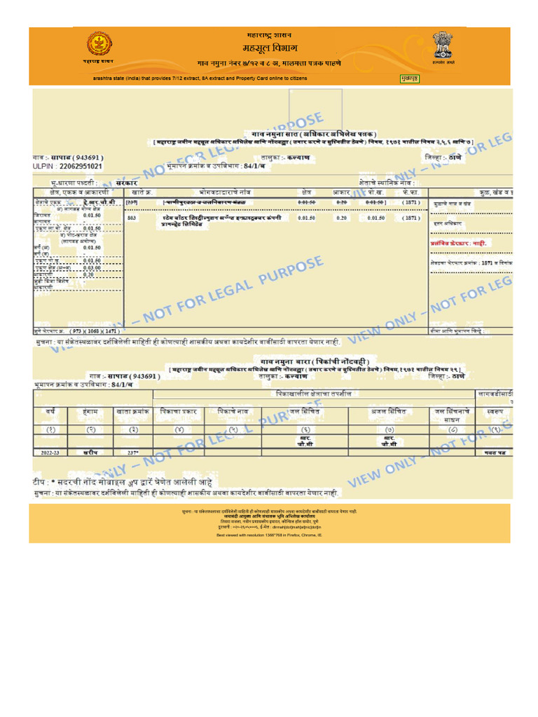 Arashtra State (India) That Provides 7/12 Extract, 8A Extract and Property Card Online To ...