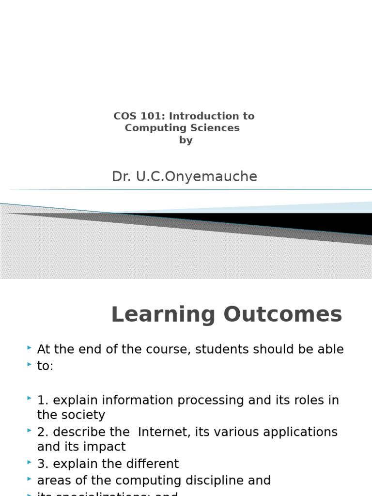 Cos 101e Lecture 1 Pdf Information Operating System