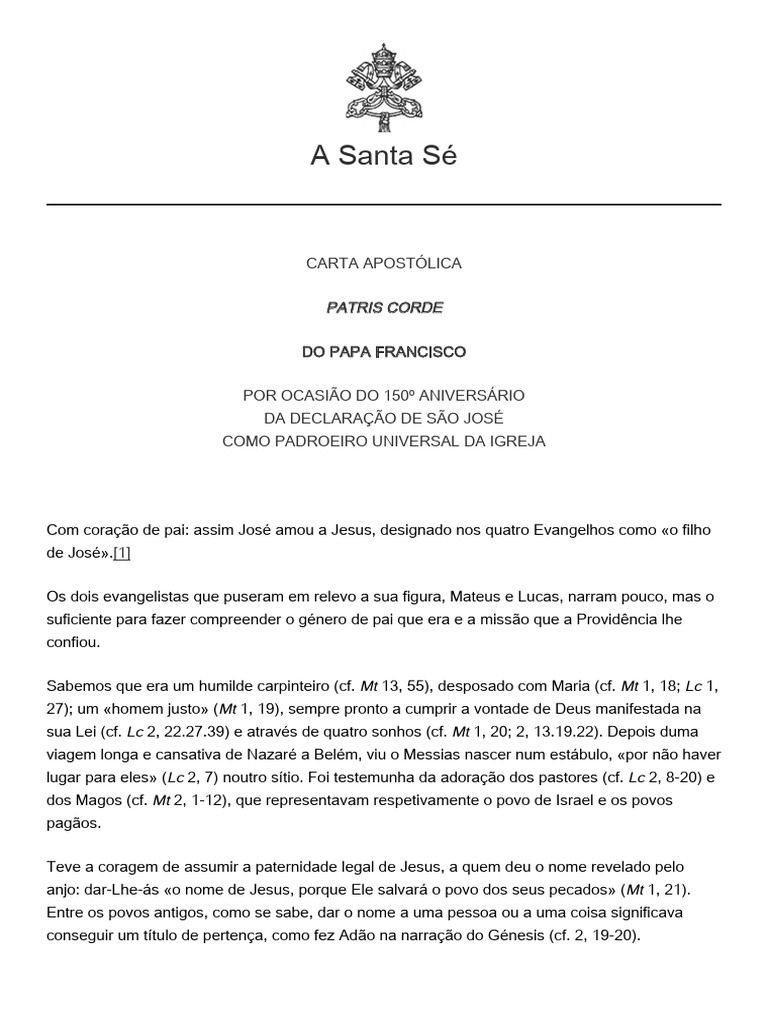 Carta Apostolica PATRIS CORDE - Papa Francisco 08-12-2020 | PDF