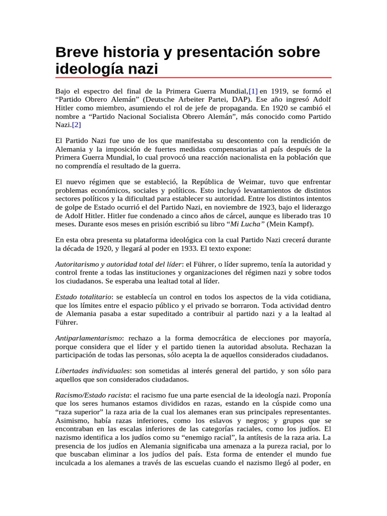 Historia y ideología del nazismo | PDF | Alemania nazi | nazismo