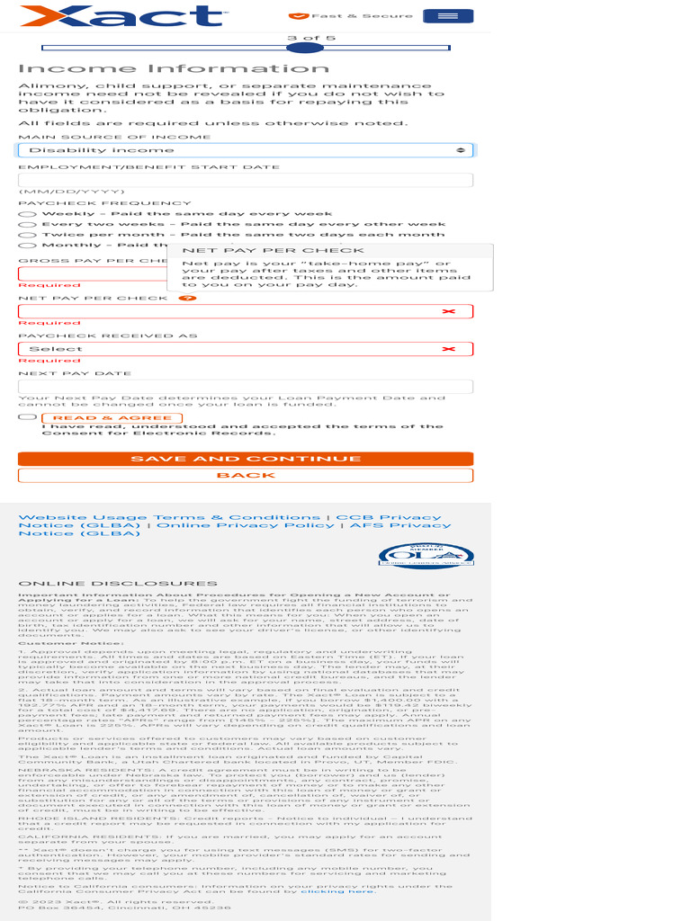 Xact® - Income Information 2 | PDF | Loans | Annual Percentage Rate