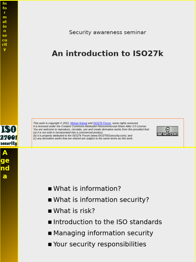 ISO27k Awareness Presentation v2 | PDF | Information Security ...