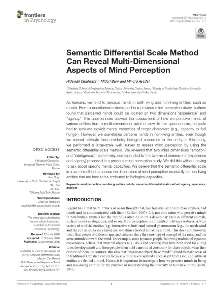 Semantic Differential Scale in Mind Perception | PDF | Mind | Principal ...