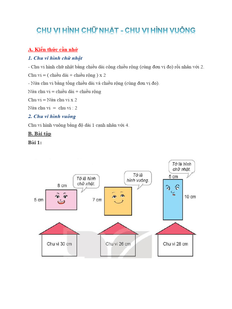 Toán L P 3 Chu Vi HCN HV | PDF