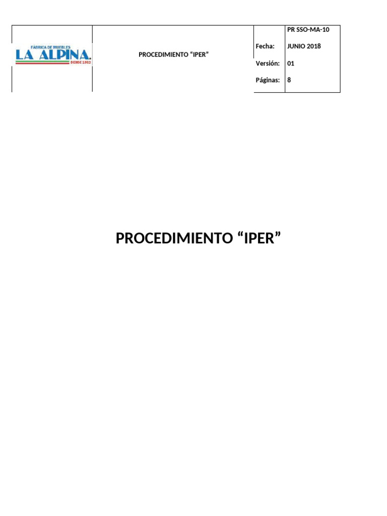 Procedimiento Iper - PR Sso-Ma-17 | PDF | Riesgo | Probabilidad