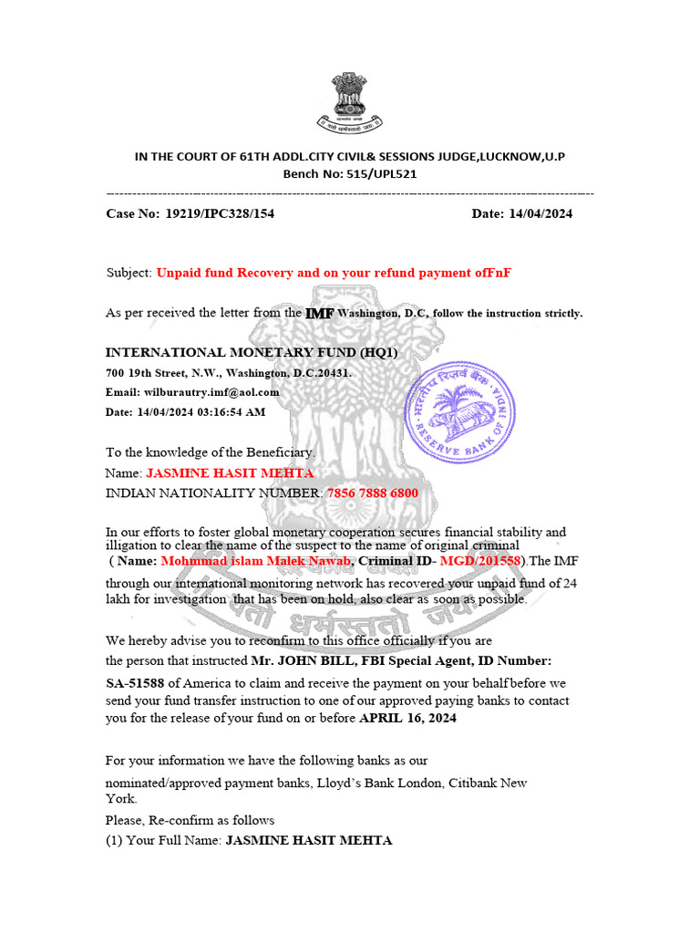 Jasmine Hasit Mehta Final Letter | PDF | Public Law | Justice