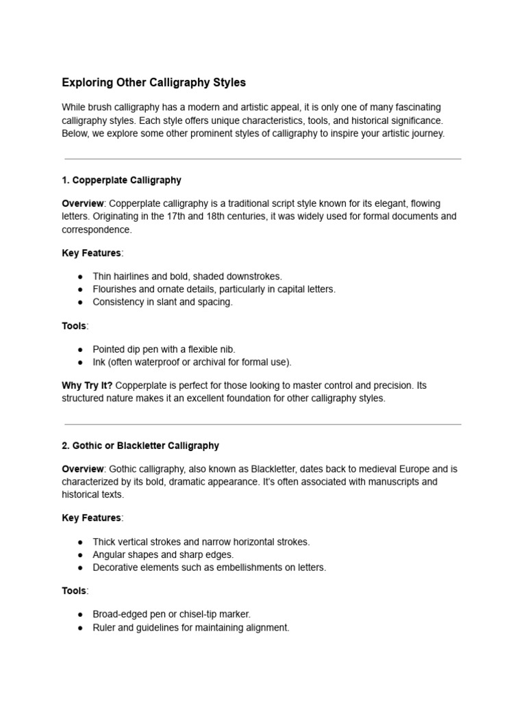 Exploring Other Calligraphy Styles | PDF | Calligraphy | Publishing