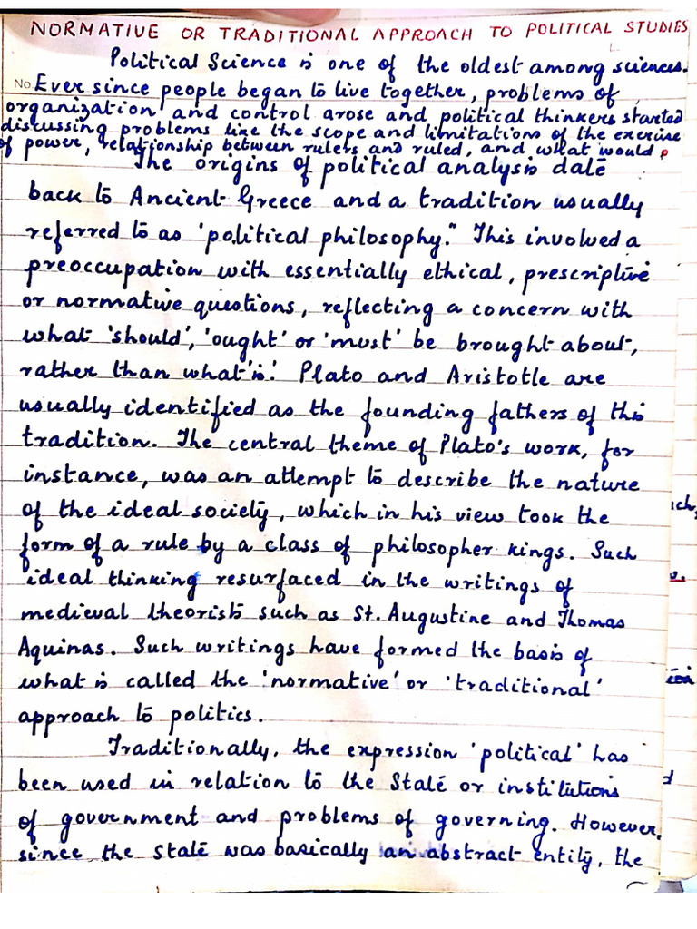 Normative & Behavioural Approaches To Political Studies | PDF