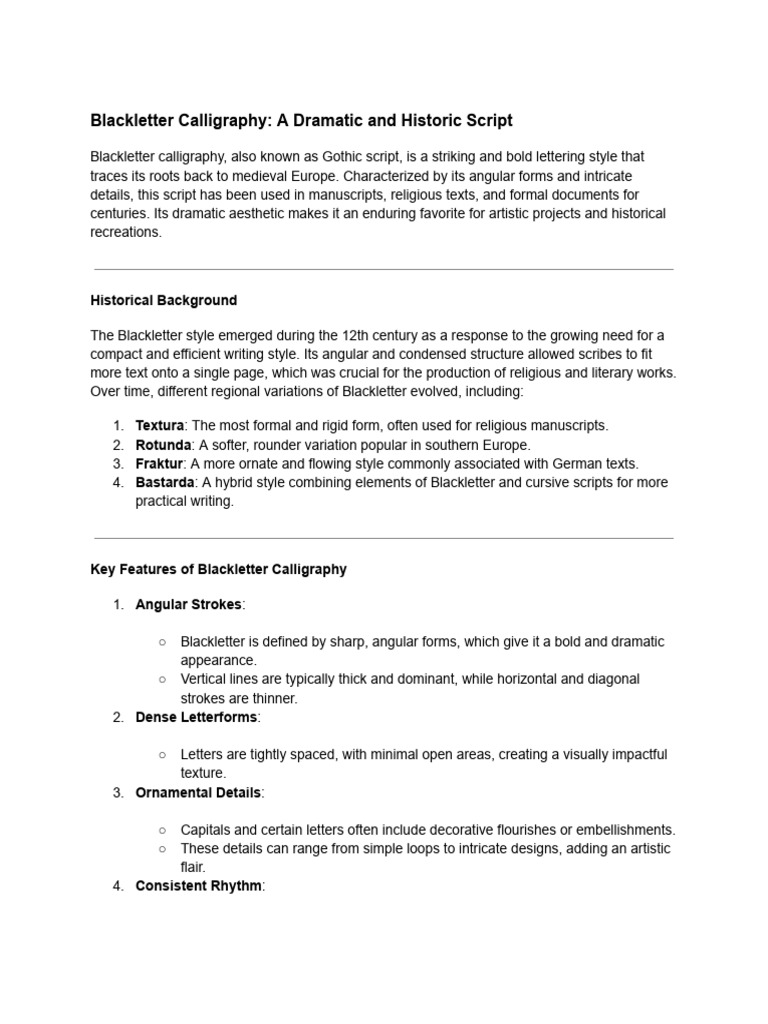 Blackletter Calligraphy: A Dramatic and Historic Script | PDF ...