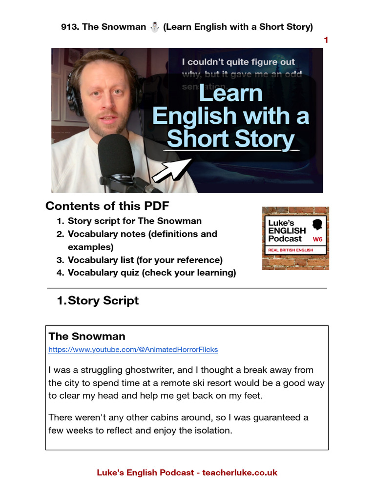 The Snowman Learn English With A Short Story | PDF
