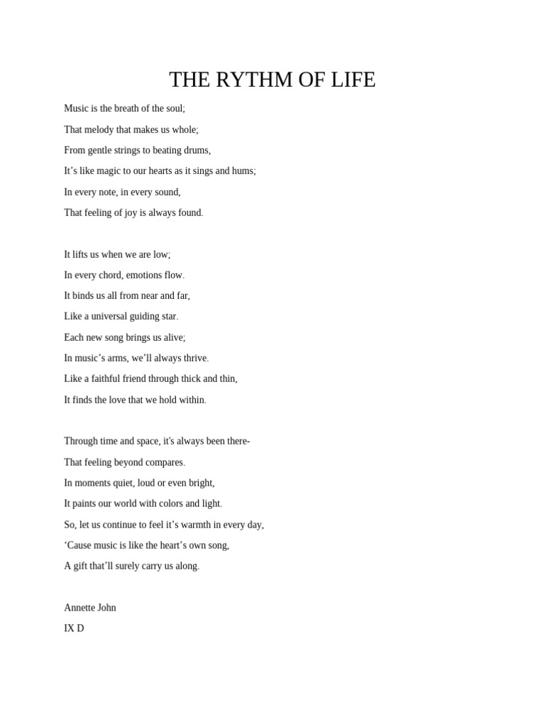 The Rythm of Life | PDF