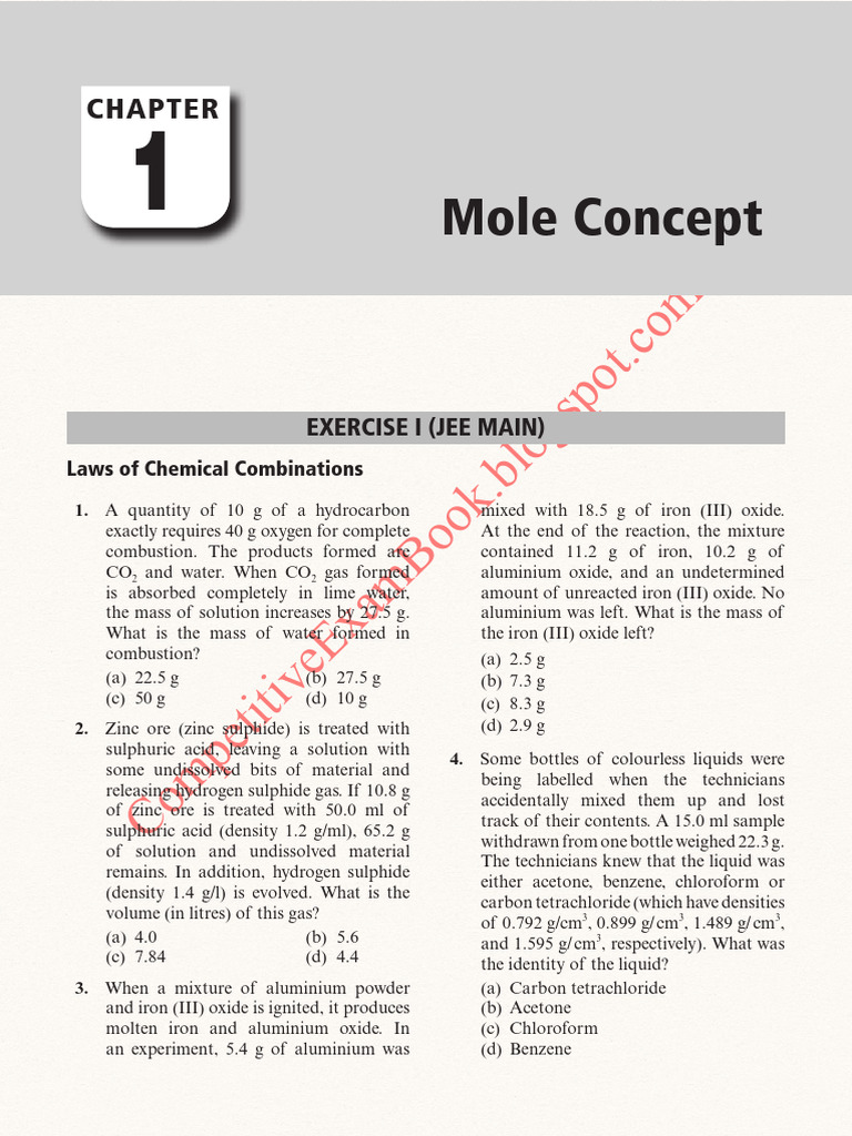 Mole Exercise1_NeerajKumar | PDF | Mole (Unit) | Molecules
