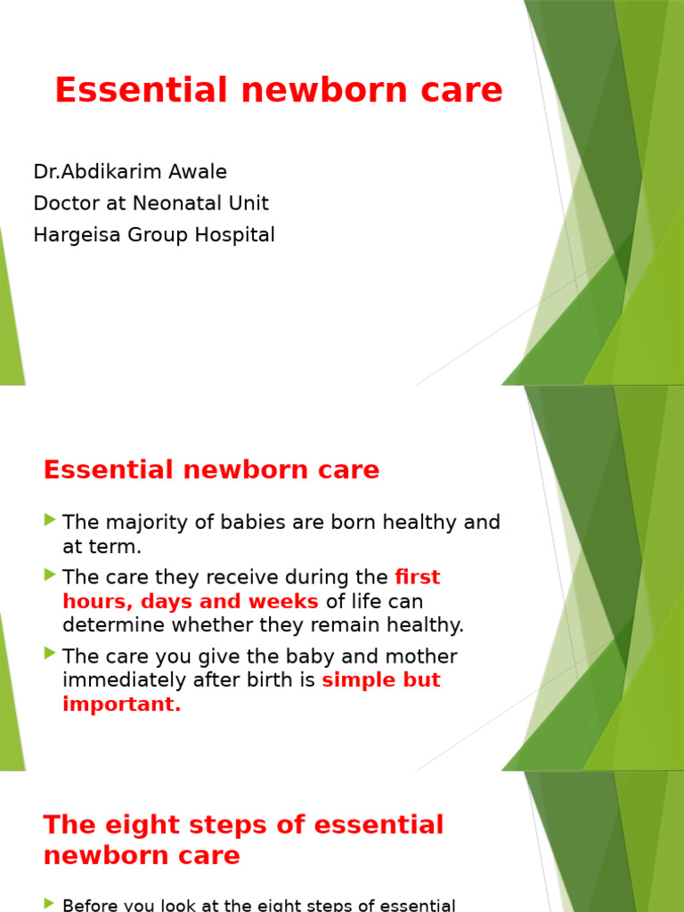 Eight Steps of Essential Newborn Care | PDF | Infants | Medical Specialties