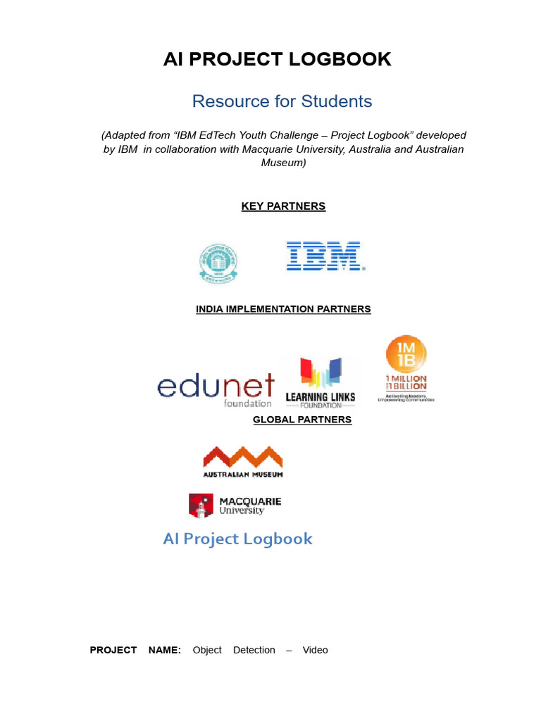 IBM-CBSE_AI_Project_Logbook (3) (2) | PDF | Artificial Intelligence ...